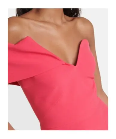 SAFIYAA LONDON Opal Off-shoulder Crepe Midi Dress