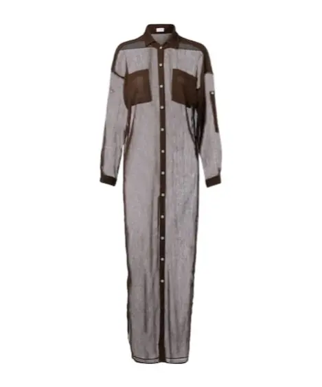ZANELLATO Mika Sheer Maxi Shirt Dress - Gray