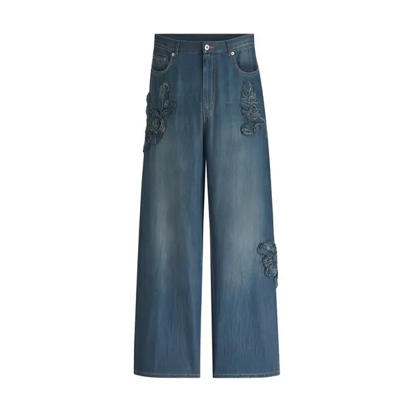 Dior Regular-fit Embroidered Jeans - Blue