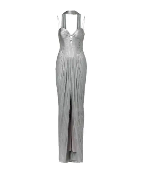 MARIA LUCIA HOHAN Tonia Scarf-detail Silk Tulle Bustier Gown - Gray