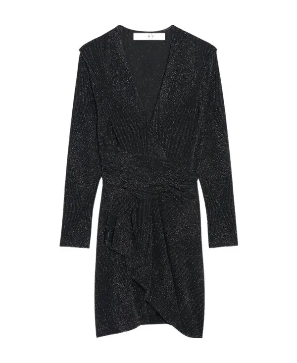 IRO PARIS Upwood Long-sleeved Crossover Collar Dress - Black
