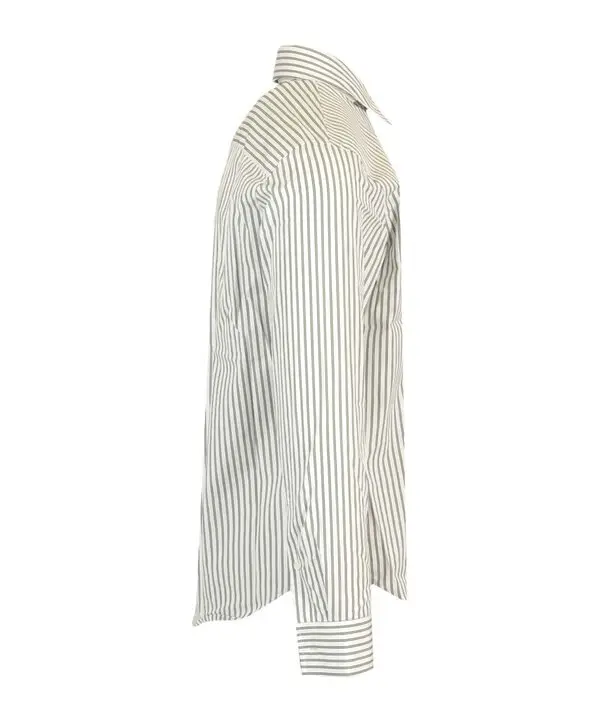 Burberry Logo Embroidered Striped Shirt