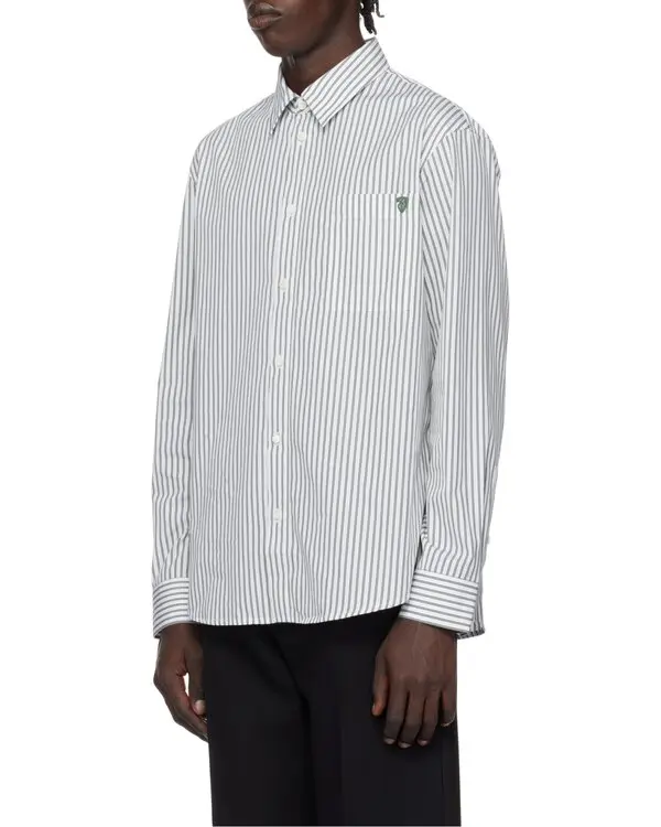 Burberry Logo Embroidered Striped Shirt