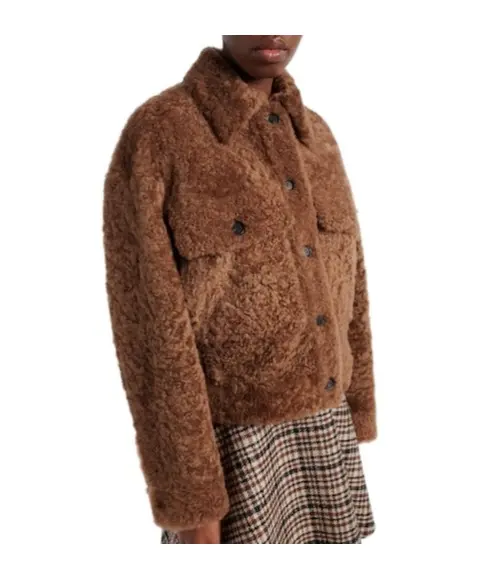 Brunello Cucinelli Caramel Shearling-style Cropped Jacket
