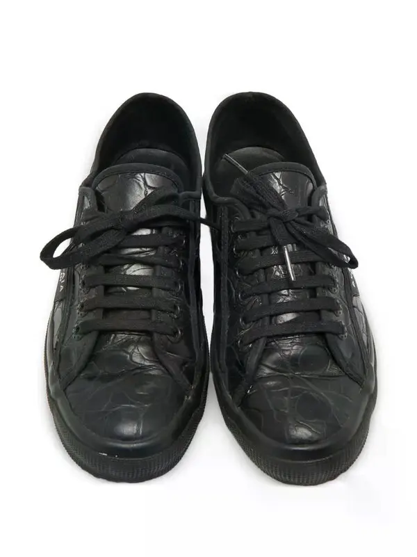 Alaïa X Superga Croc-embossed Leather Lace-up Sneakers