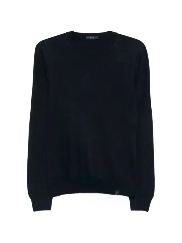 FAY Virgin Wool Crew Neck Sweater - Blue