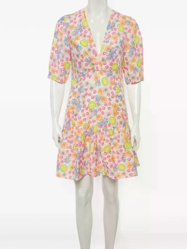 Sandro Smiley Mini Floral-print Dress