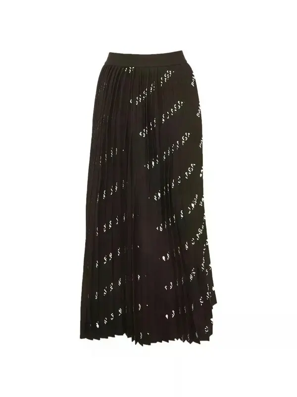 Balenciaga Logo Print Pleated Midi Skirt