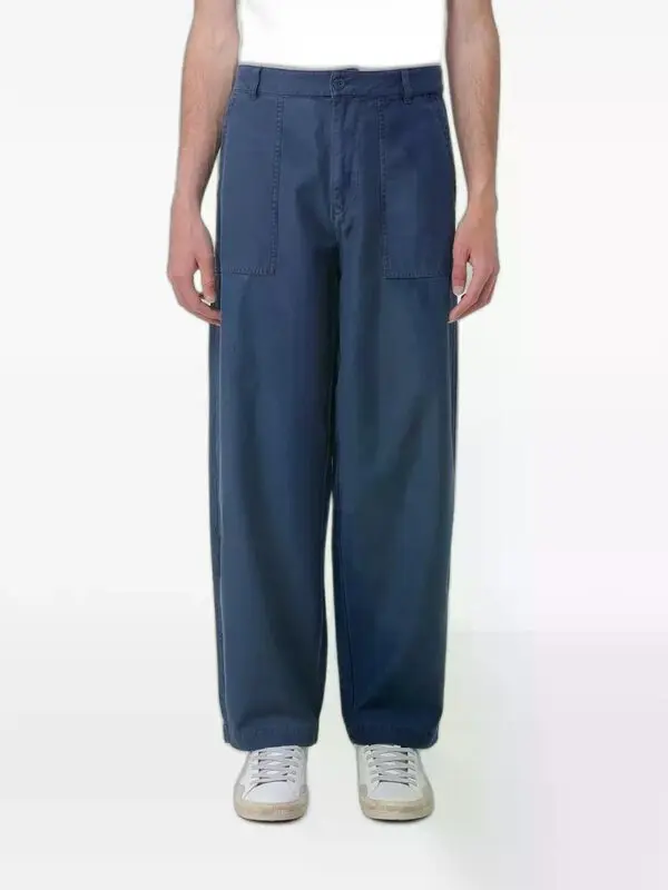 BLAUER. Wide-leg Cotton Trousers - Blue