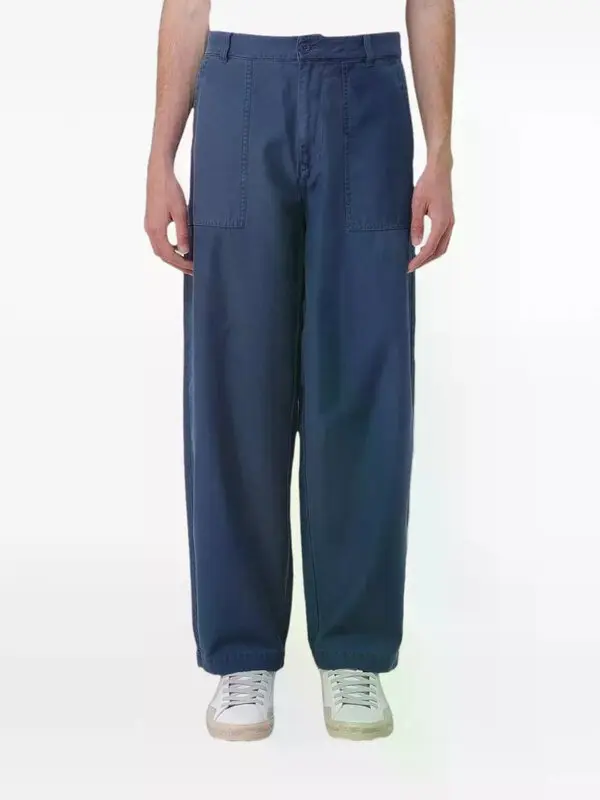 BLAUER. Wide-leg Cotton Trousers - Blue