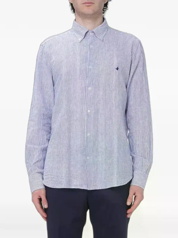 BROOKSFIELD Striped Linen Shirt - Blue
