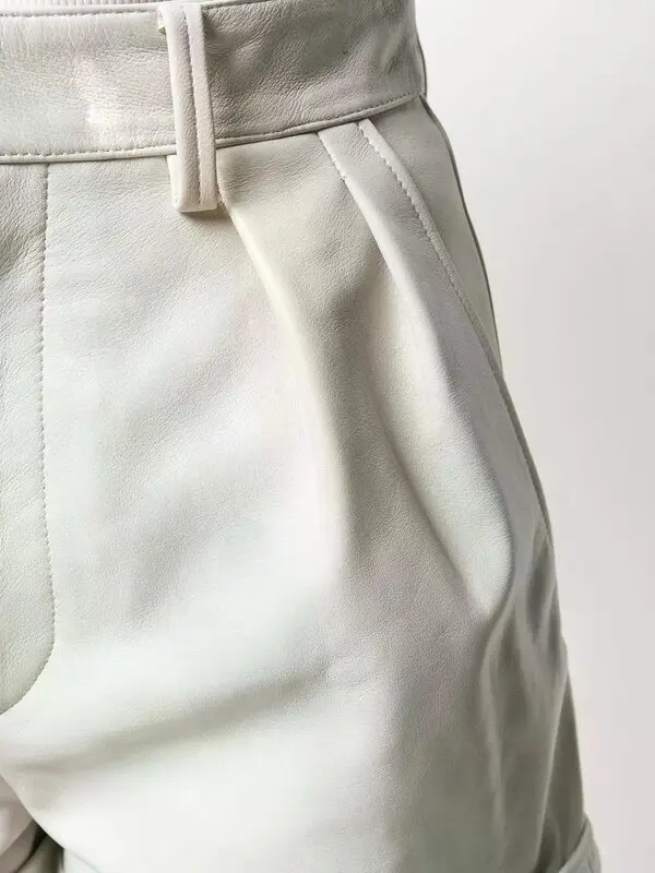 Isabel Marant Étoile Fabot Pleated Leather & Cotton Shorts