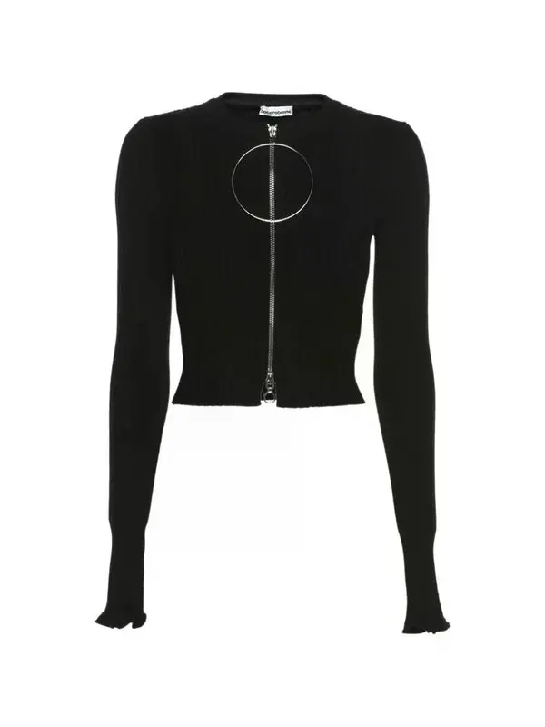 Rabanne Cropped Zip-up Cardigan - Black