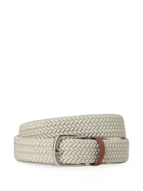 BROOKSFIELD Woven Stretch Belt With Calf-leather Trim
