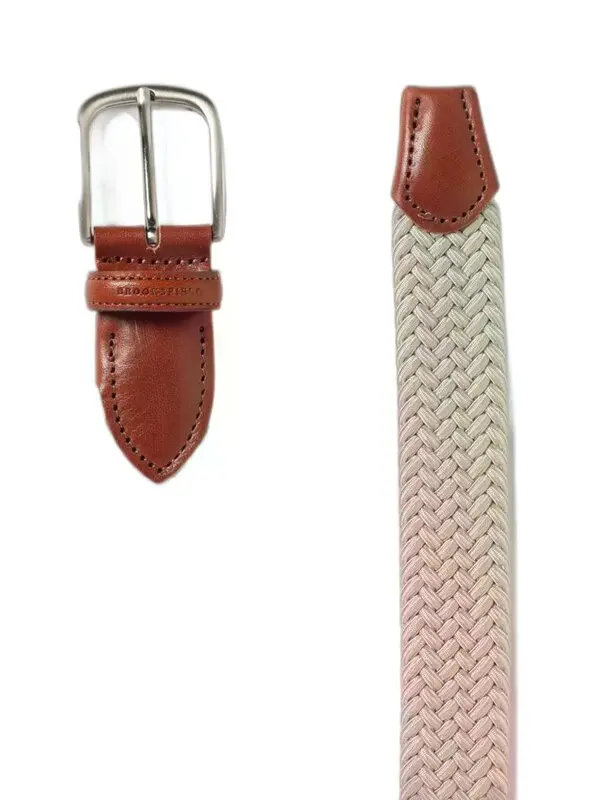 BROOKSFIELD Woven Stretch Belt With Calf-leather Trim