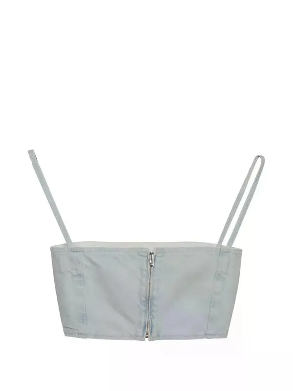 Alaïa Light Denim Bandeau Bustier Top