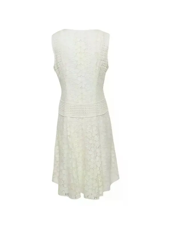 Diane Von Furstenberg White Lace V-neck Sleeveless Mini Dress