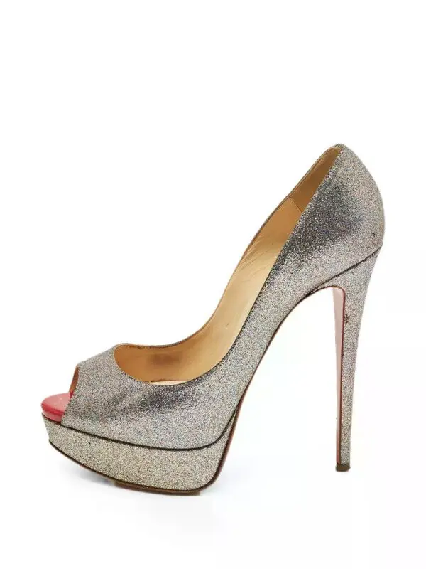 CHRISTIAN LOUBOUTIN Lady Peep Heeled Pumps - Silver