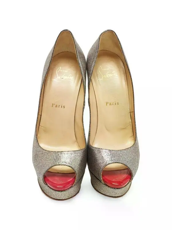 CHRISTIAN LOUBOUTIN Lady Peep Heeled Pumps - Silver