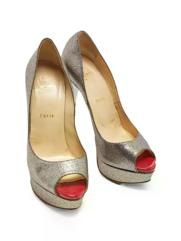 CHRISTIAN LOUBOUTIN Lady Peep Heeled Pumps - Silver
