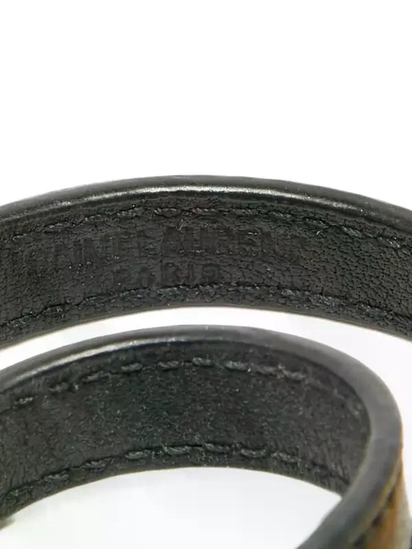 Saint Laurent Opyum Wrap Bracelet In Leather With Gold-tone Cassandre Logo
