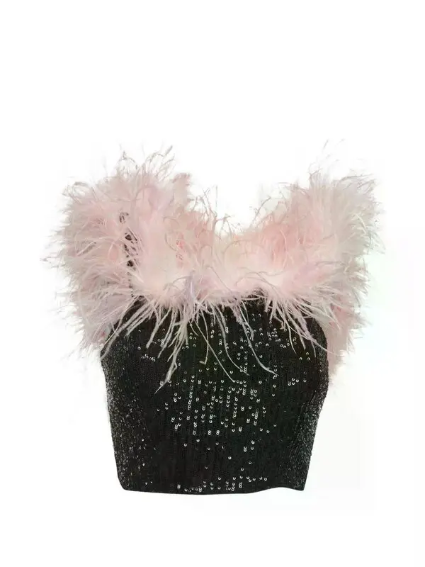 SELF-PORTRAIT Sequin-embellished Crop Top