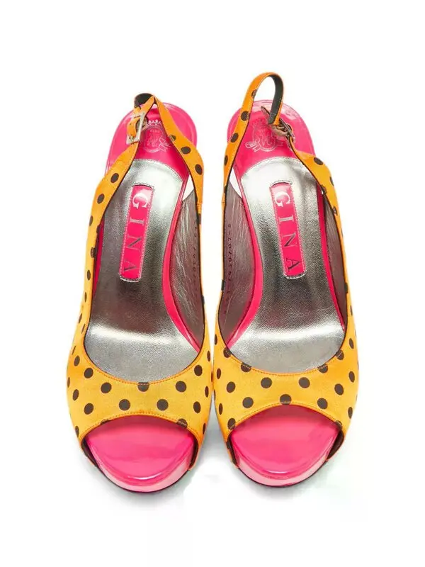 GINA Polka-dot Satin Heeled Sandals