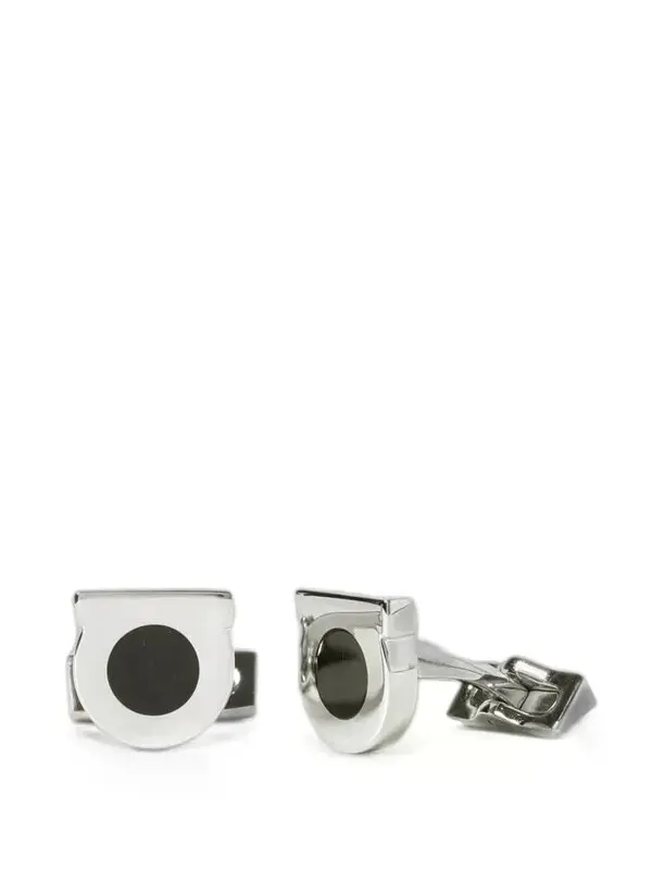 FERRAGAMO Gancini Enamel-detail Cufflinks - Silver