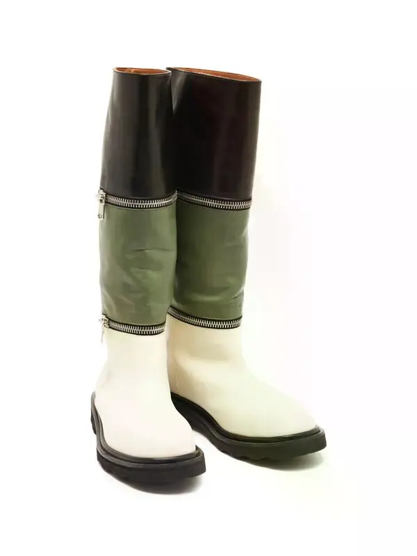Marni Zip-embellished Leather Boots - Neutrals