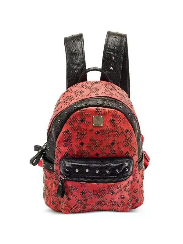 Mcm Stark Stud-embellished Backpack - Red