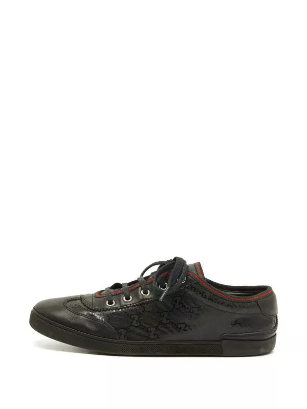 Gucci Gg Embossed Web Detail Lace Up Sneakers