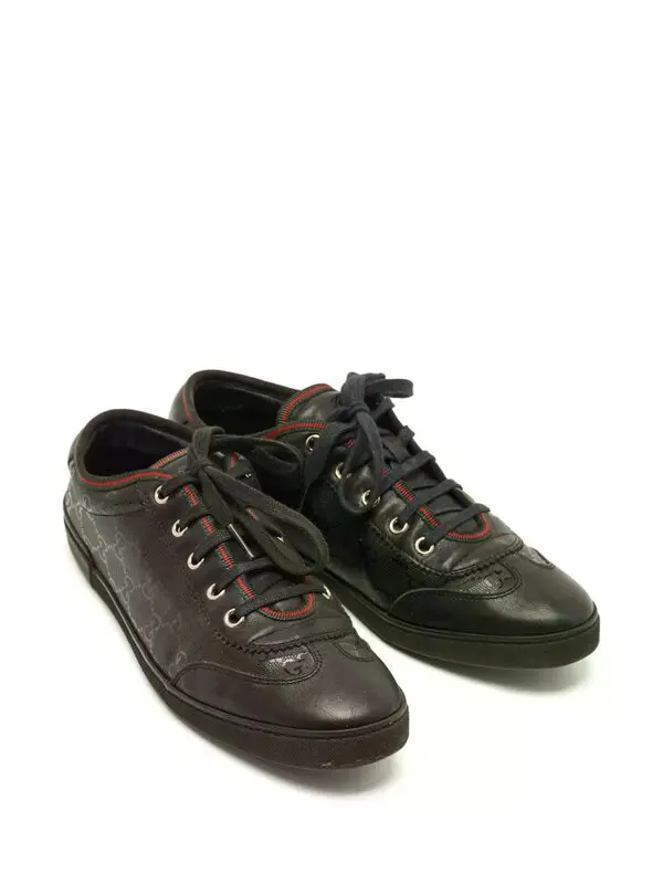 Gucci Gg Embossed Web Detail Lace Up Sneakers