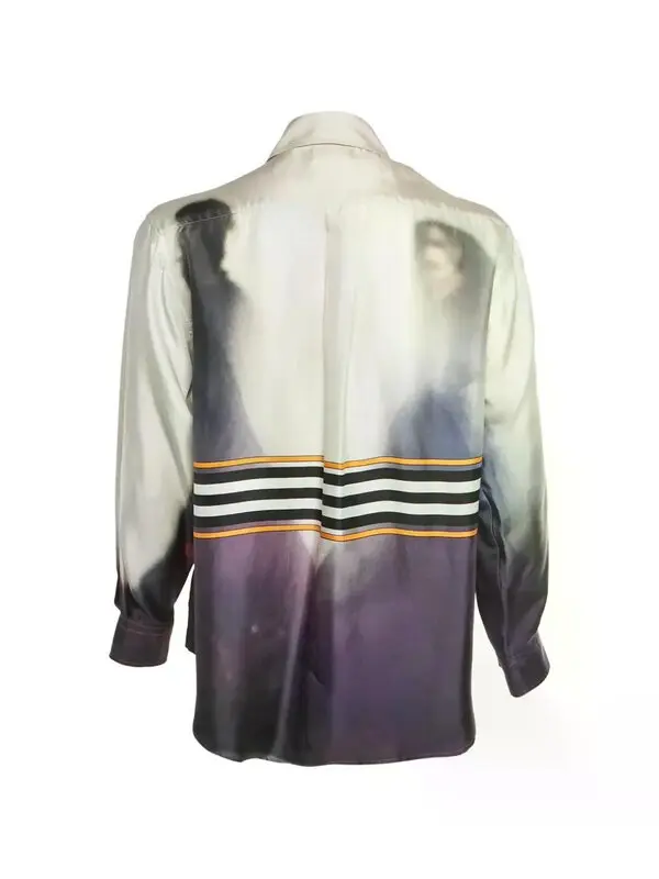 Burberry Arianna Monogram Print Silk Shirt - Neutrals