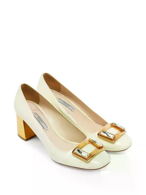 Prada Crystal-embellished Patent Leather Pumps