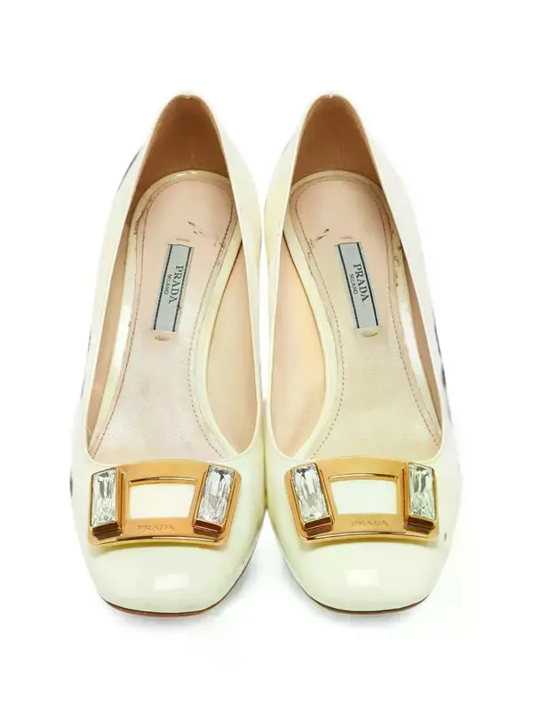 Prada Crystal-embellished Patent Leather Pumps