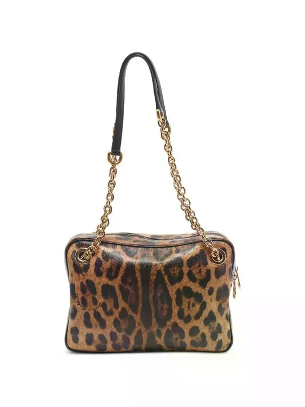 Dolce & Gabbana Leopard Print Shoulder Bag - Brown
