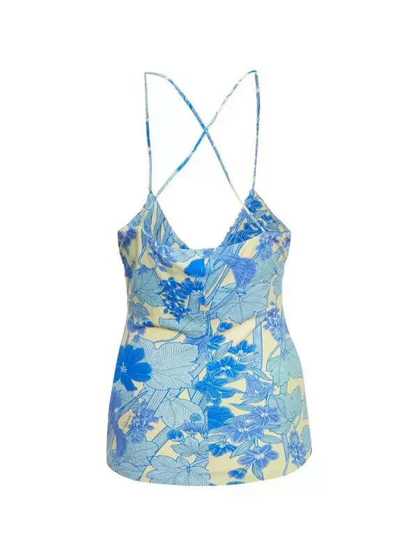 Roberto Cavalli Floral Print V-neck Sleeveless Top
