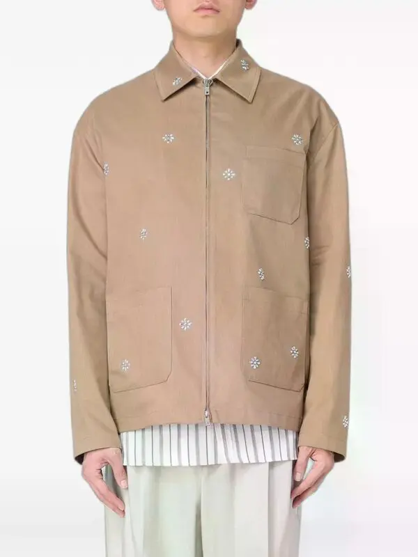 GOLDEN GOOSE Stud-embellished Shirt Jacket - Brown