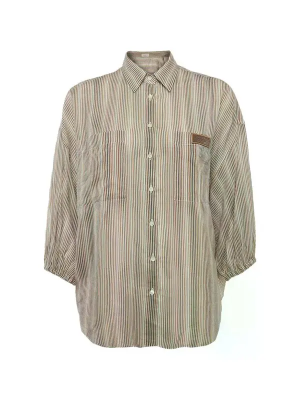 Brunello Cucinelli Monili Embellished Striped Shirt - Neutrals
