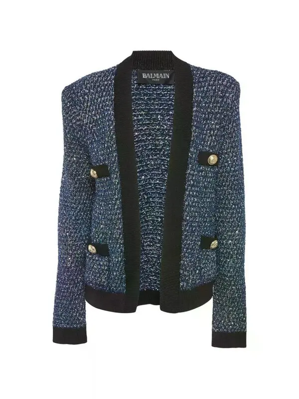 Balmain Open-front Sequined Tweed Jacket