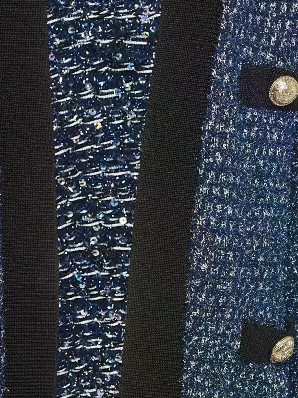 Balmain Open-front Sequined Tweed Jacket