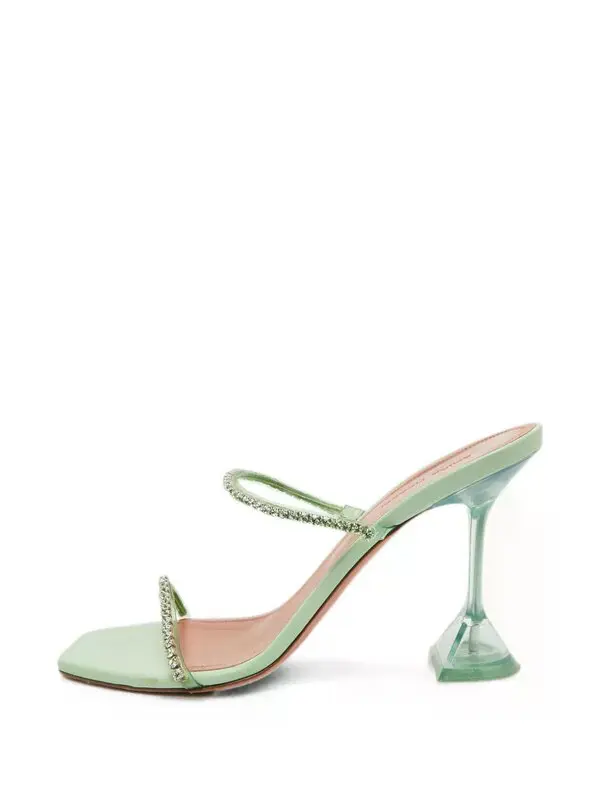 Amina Muaddi Gilda Glass Crystal-embellished Heeled Sandals - Green