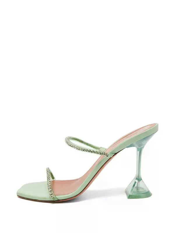Amina Muaddi Gilda Glass Crystal-embellished Heeled Sandals - Green