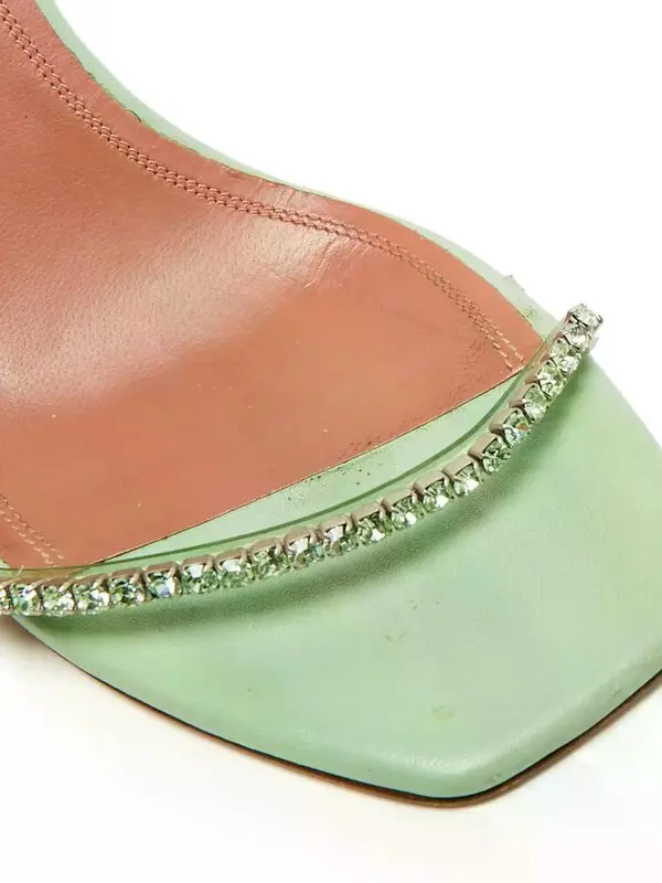 Amina Muaddi Gilda Glass Crystal-embellished Heeled Sandals - Green