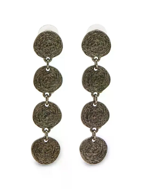 Oscar De La Renta Dark Textured Drop Earrings - Grey