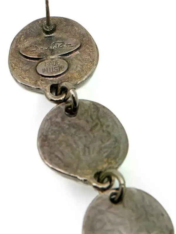 Oscar De La Renta Dark Textured Drop Earrings