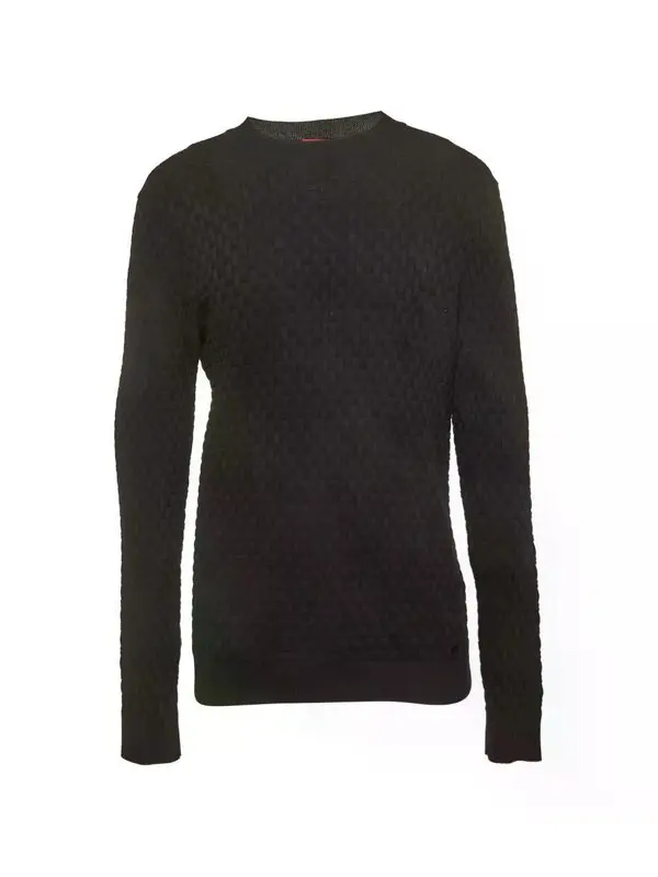 Hugo Boss Basket-knit Crew-neck Sweater - Black