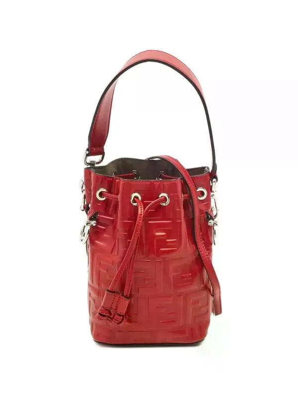 Fendi Mon Tresor Ff Embossed Bucket Bag - Red