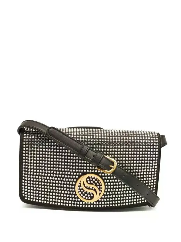 Stella McCartney S-wave Rhinestone Crossbody Bag - Black