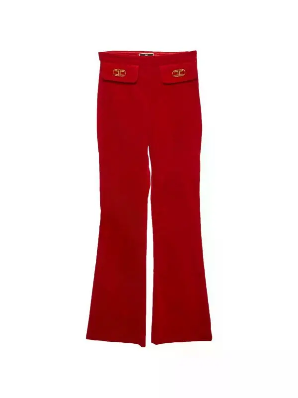 Elisabetta Franchi Velvet High-waisted Flared Trousers - Red